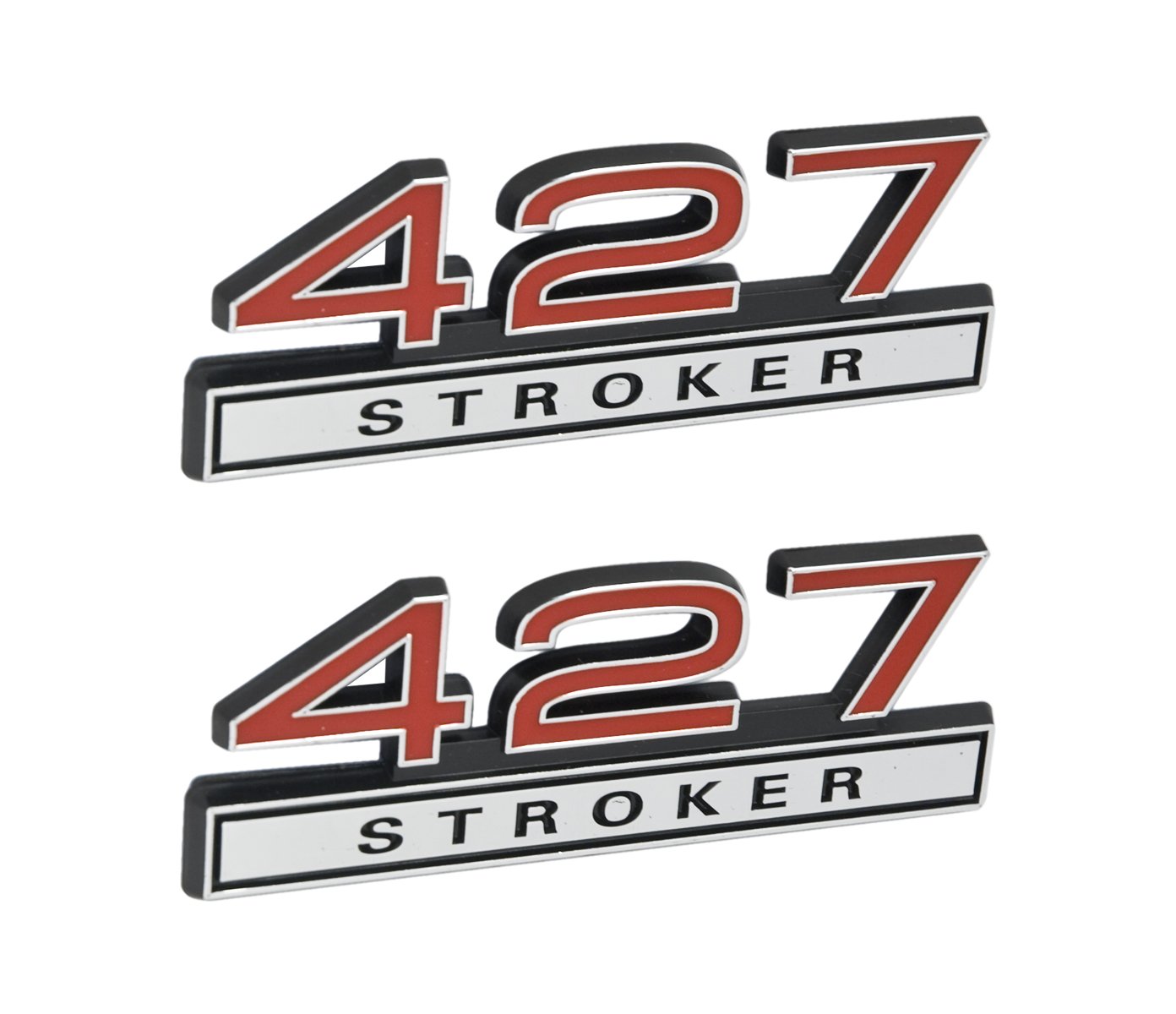 427 Stroker 7 0 Liter Engine Emblems In Chrome Red Trim 4 Long Pair