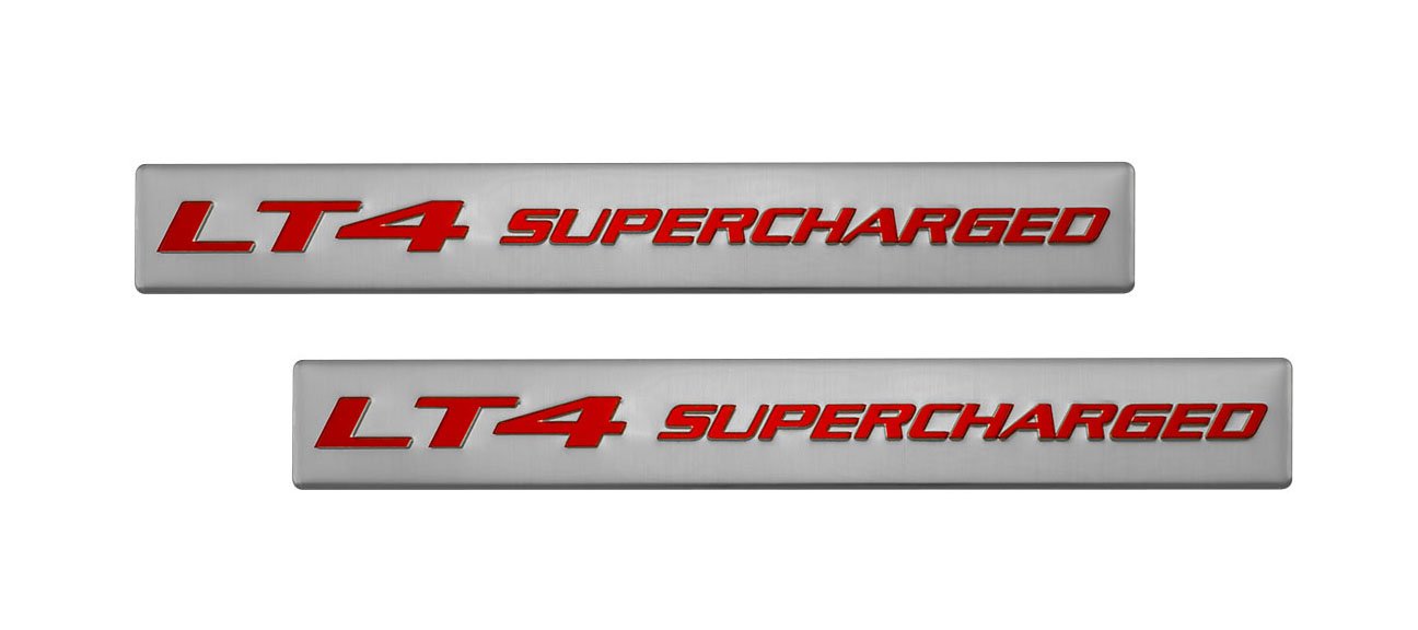 2x Pair Set Lt4 Supercharged Red On Silver Highly Polished Real ...