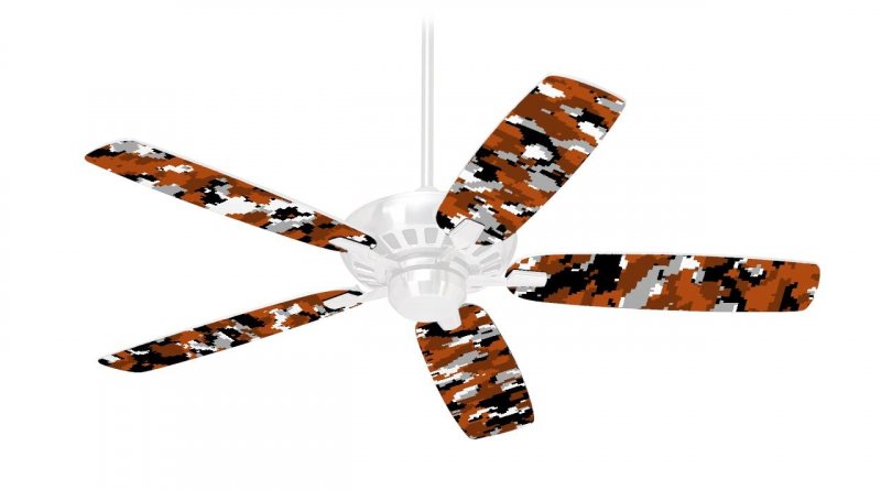 Wraptorcamo Digital Camo Burnt Orange Ceiling Fan Skin Kit Fits Most 42 ...